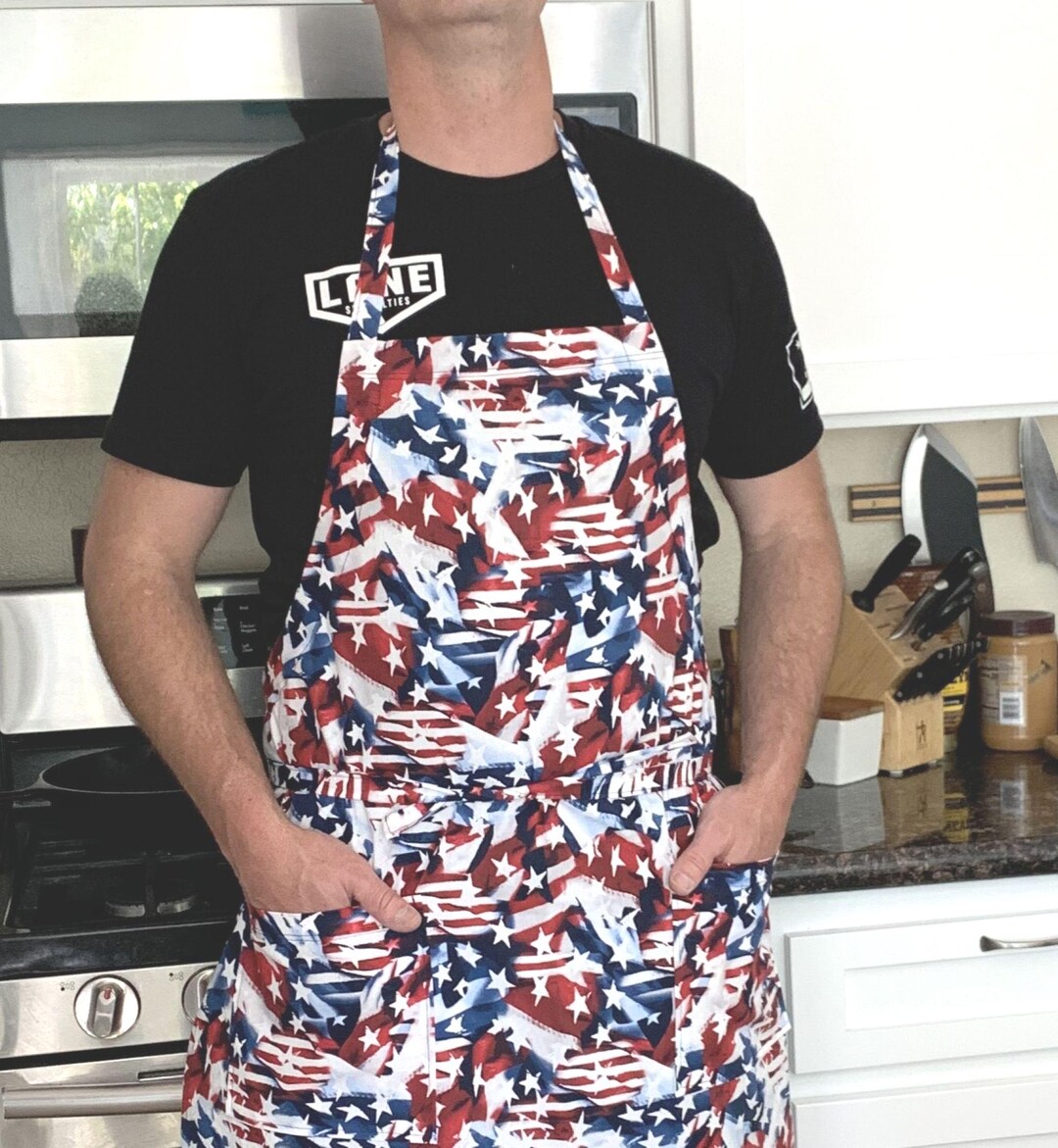 Patriotic Butcher Apron: Red White & Blue Stars and Stripes, Unisex ...