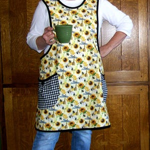 Honey Bee Apron Crossback Kitchen Apron With Bees Gingham and Bees Criss Cross Apron Crossover ...