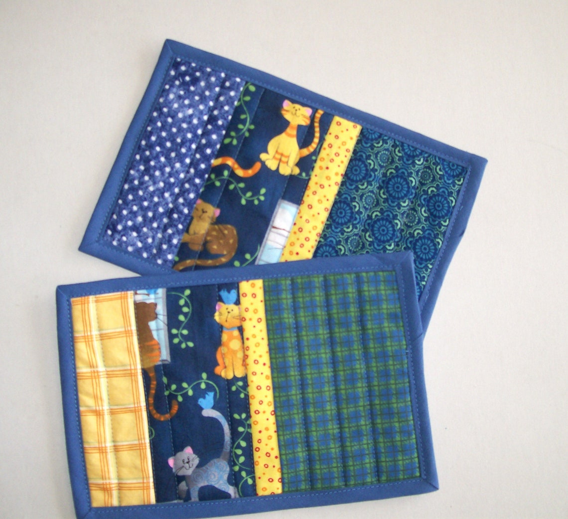 Cat Mug Rug Set Set of 2 Cat Mug Rugs Cat Lover Gift - Etsy