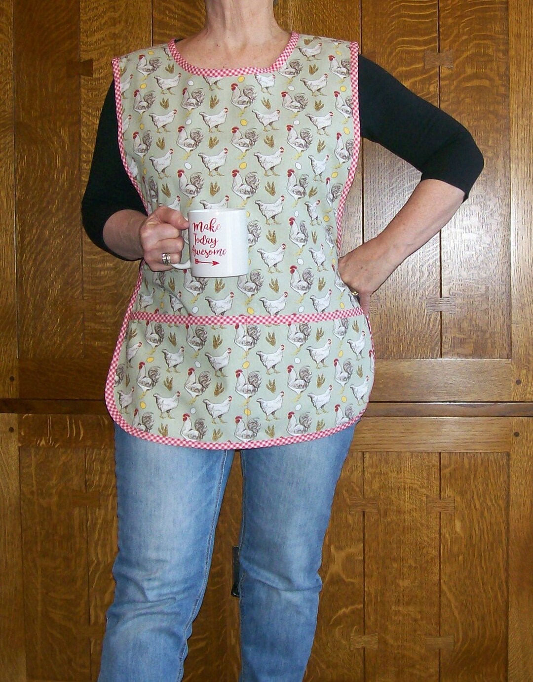 Chicken Apron - Sage Green Kitchen Cobbler With Chickens - Cobbler ...