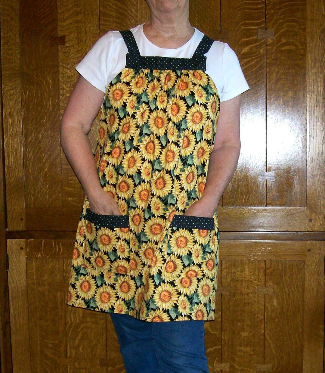 Sunflower No Tie Smock Kitchen Smock With Sunflowers Size - Etsy