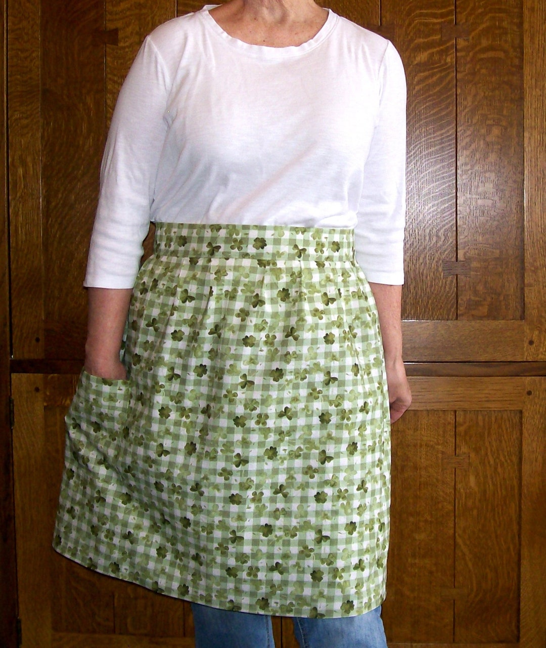 Shamrock Waist Apron - Irish Green Half Apron With Shamrocks - One Size ...