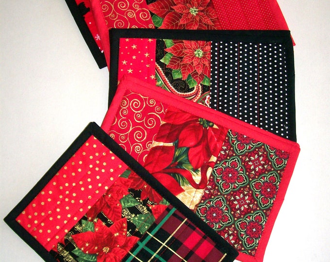 Holiday Mug Rug Sets Christmas Quilted Mug Rugs Set of 2 Mug Rugs ...