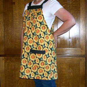 Sunflower No Tie Smock Kitchen Smock With Sunflowers Size S-M-L - Etsy