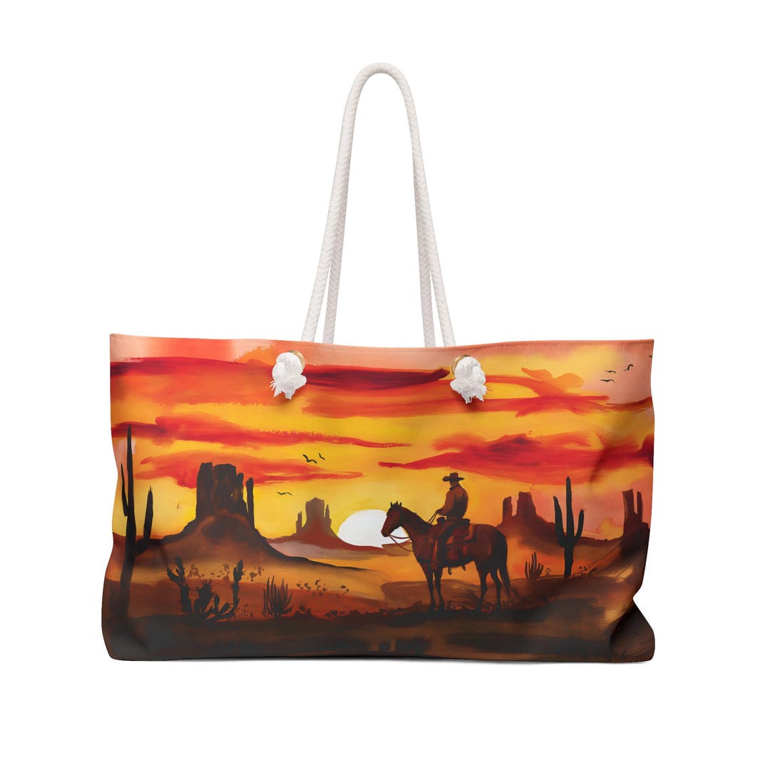 Desert Sunset Weekender Tote: Western Travel Bag, Boho Style - Etsy