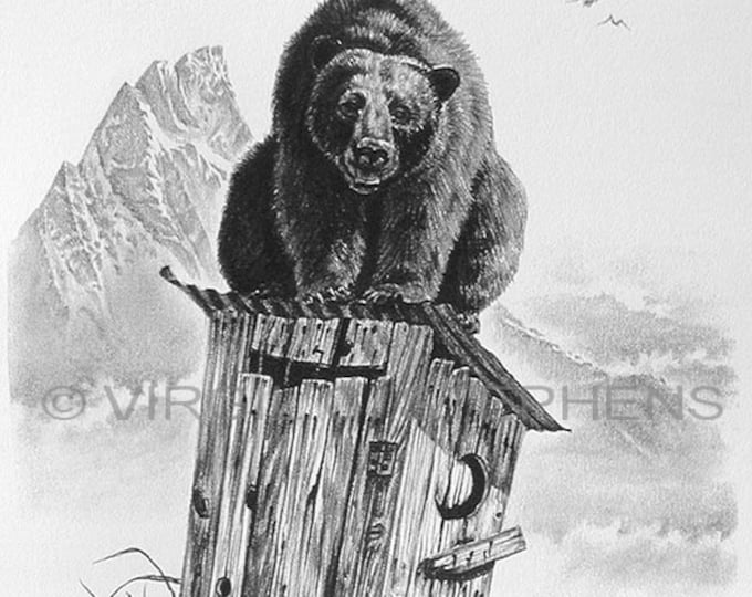 Outhouse Art, How Big A Boy Are Ya, Outhouse Drawing of a Bear on an ...