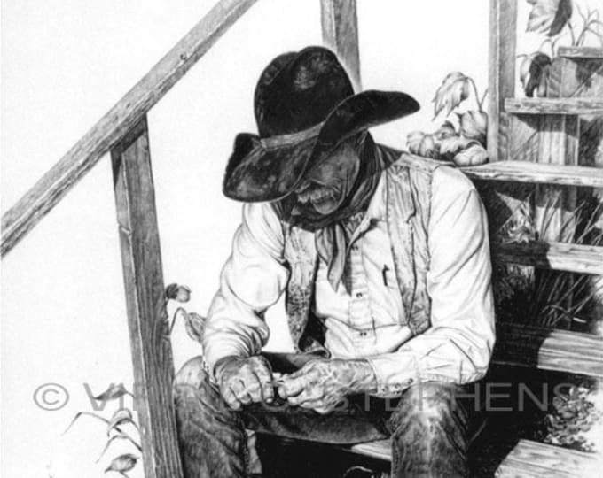 Cowboy Art, A Dogs Best Friend, Drawing of a Cowboy and His Hound ...