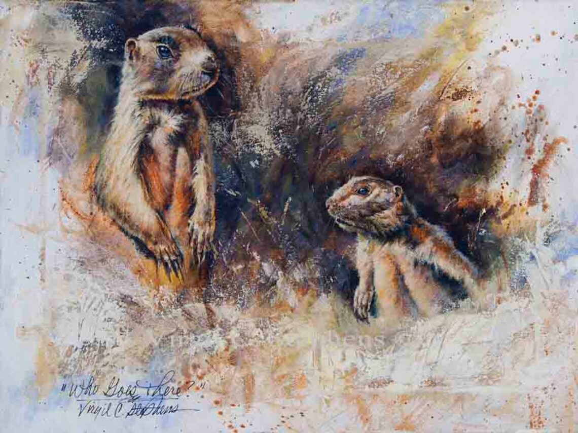 12x16 Prairie Dog Art Print What Goes There | Rustic Wildlife Animal ...
