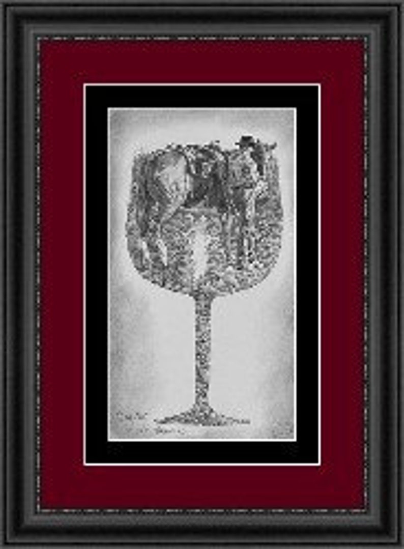 Wine Art, Trail Ale, Drawing of a Cowboy Standing With His Horse Inside ...