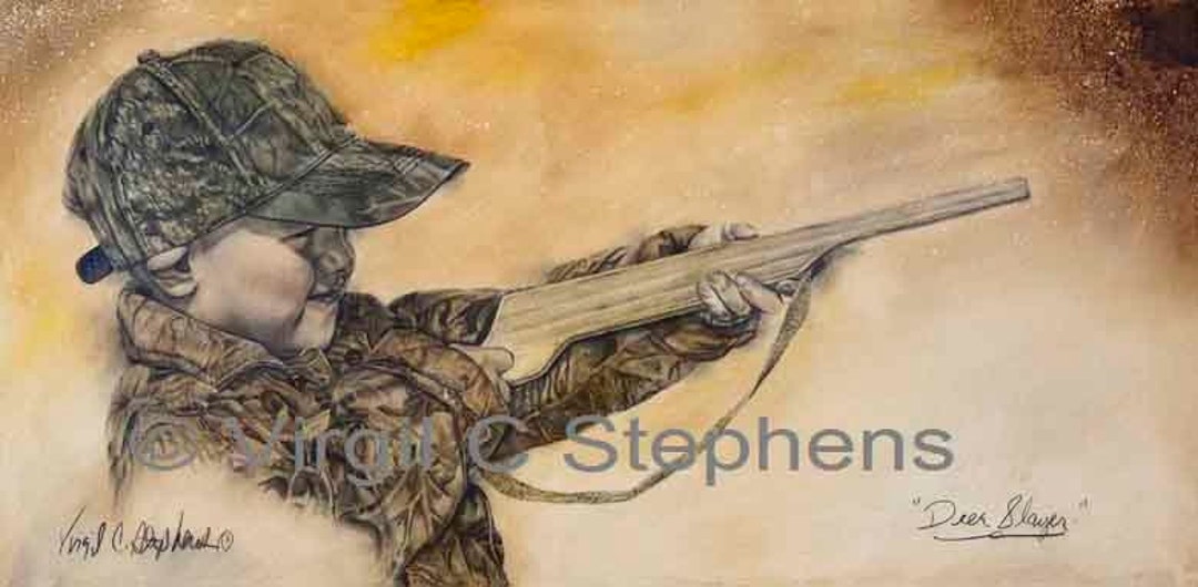 Cowboy Art, Deer Slayer, Print of a Young Cowboy Practicing His ...