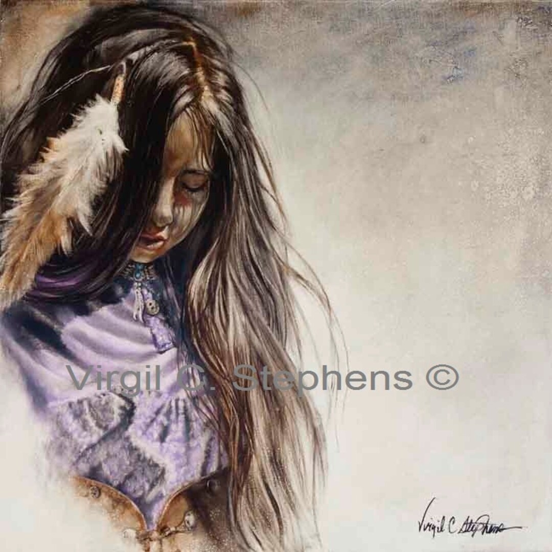 Native American Art, My Purple Dress, of a Young Apache Girl in Her New ...