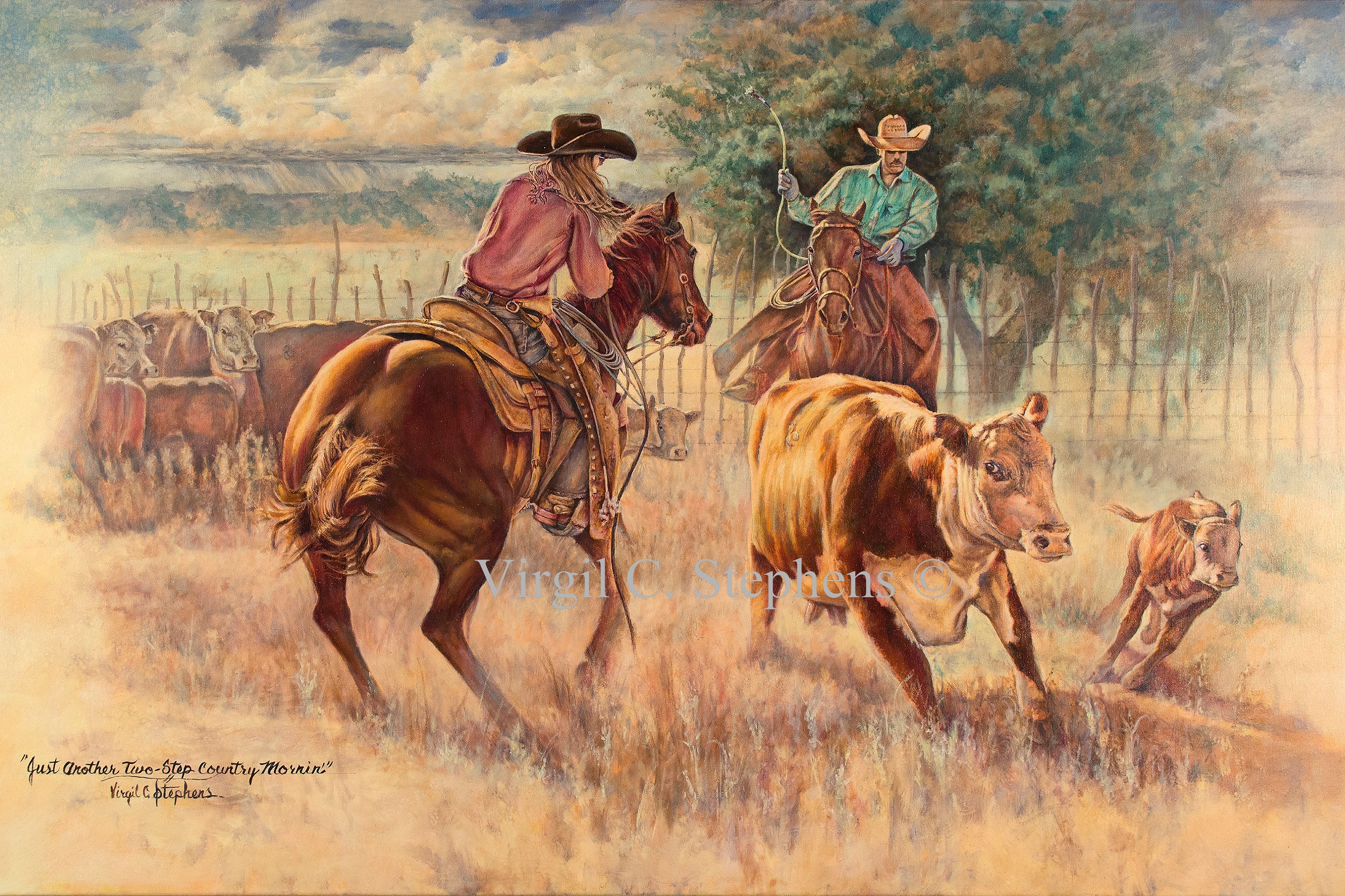 Cowgirl Art, Just Another Two Step Country Morning, Print of a Ranch ...