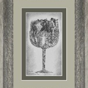 Wine Art, Trail Ale, Drawing of a Cowboy Standing With His Horse Inside ...