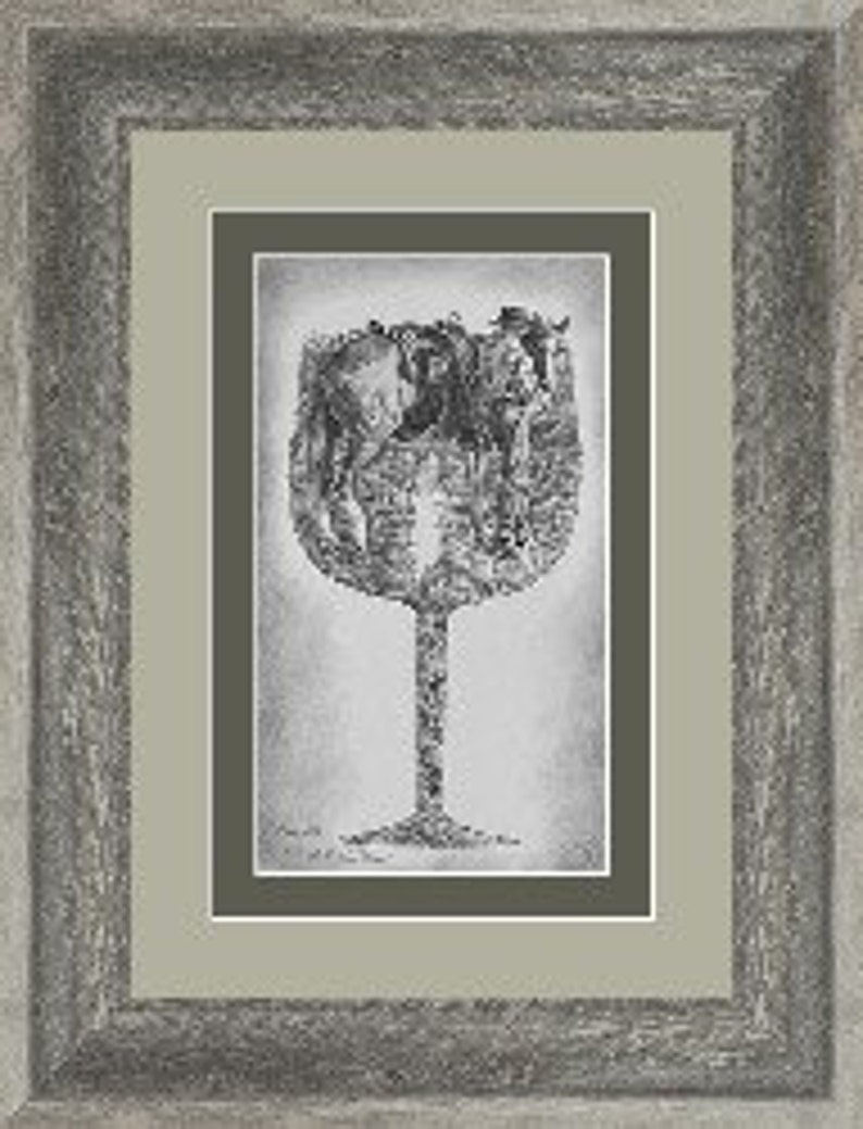 Wine Art, Trail Ale, Drawing of a Cowboy Standing With His Horse Inside ...