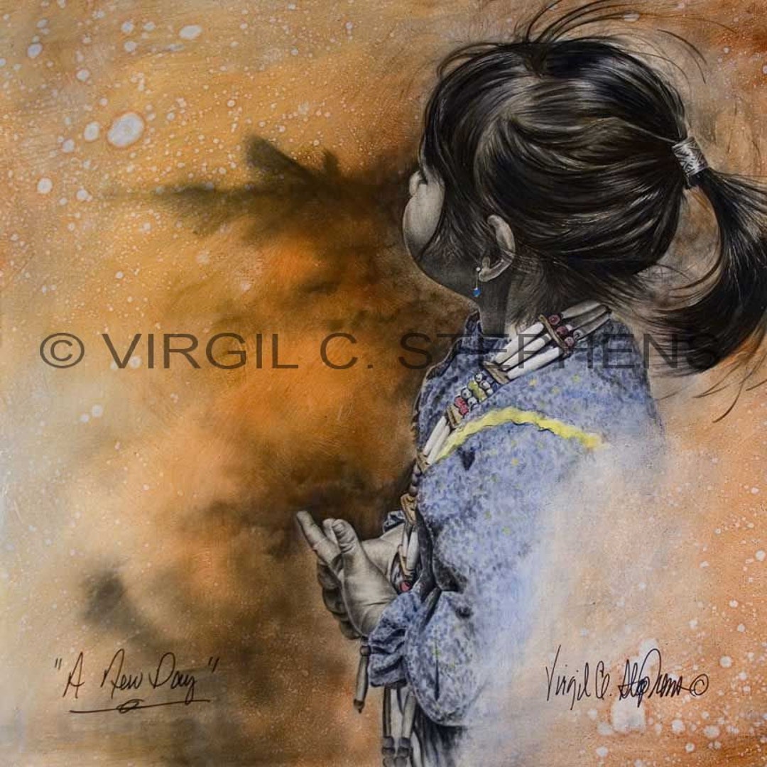 Native American Art, A New Day, Print of a Young Apache Girl, Native ...