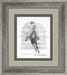 Saddle Bronc, Drawing of a Rodeo Cowboy Riding a Bronc at the Rodeo ...