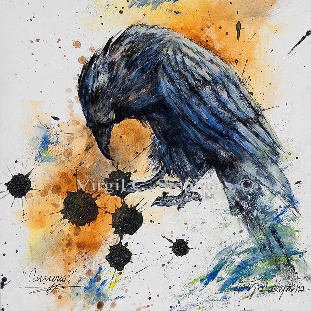 Raven Art, Curious, Print From My Original Oil Painting of a Pine Raven ...