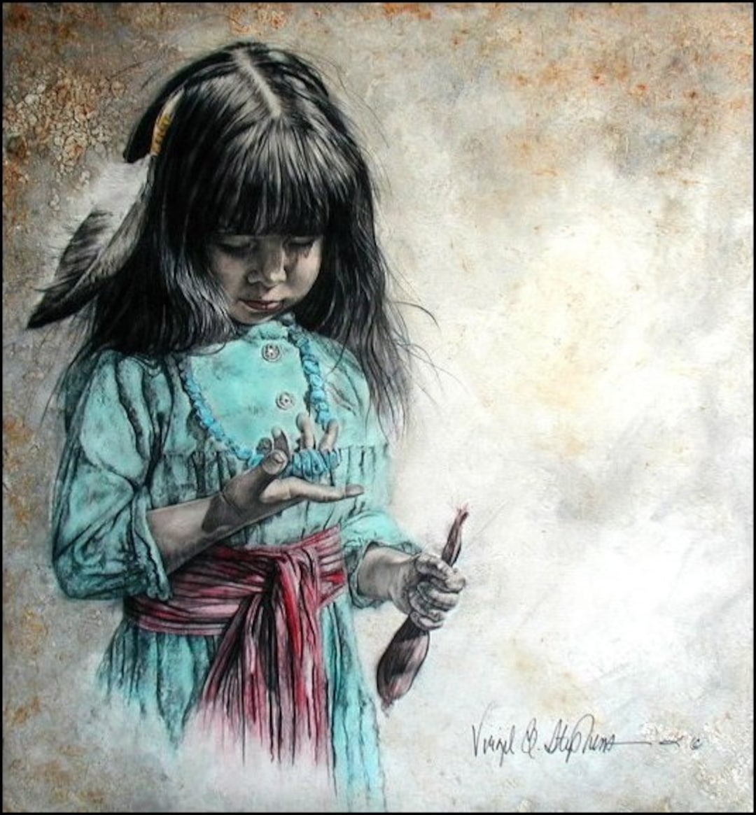 Native American, Child of the Earth, Print of a Young Apache Girl ...