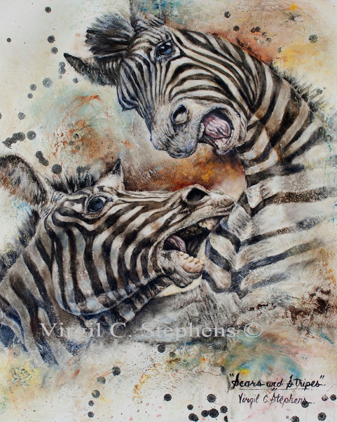 Zebra Painting Scars and Stripes Print of Two Zebras - Etsy