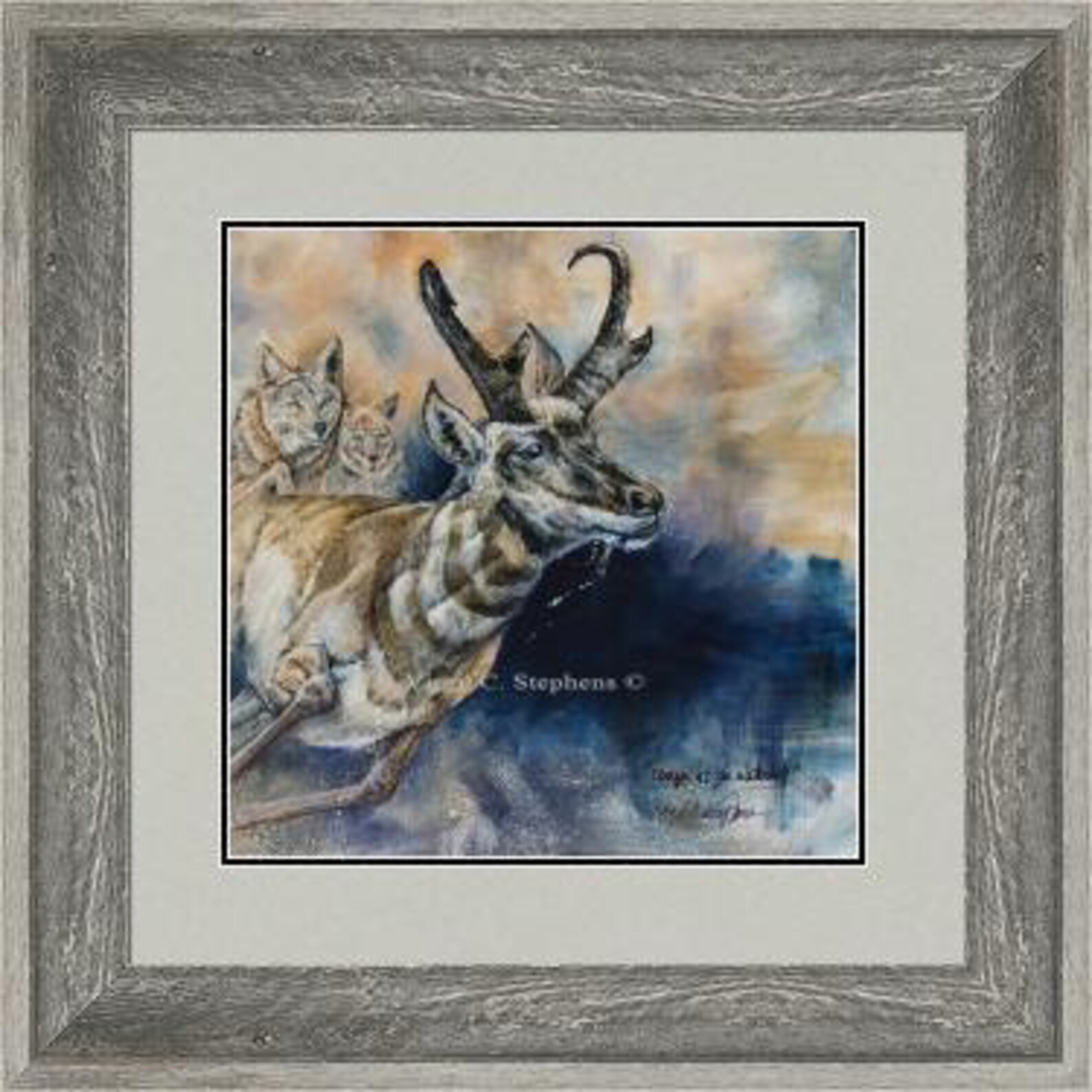 Antelope Art, Entitled Danger at the Waterhole, Print of an Antelope ...