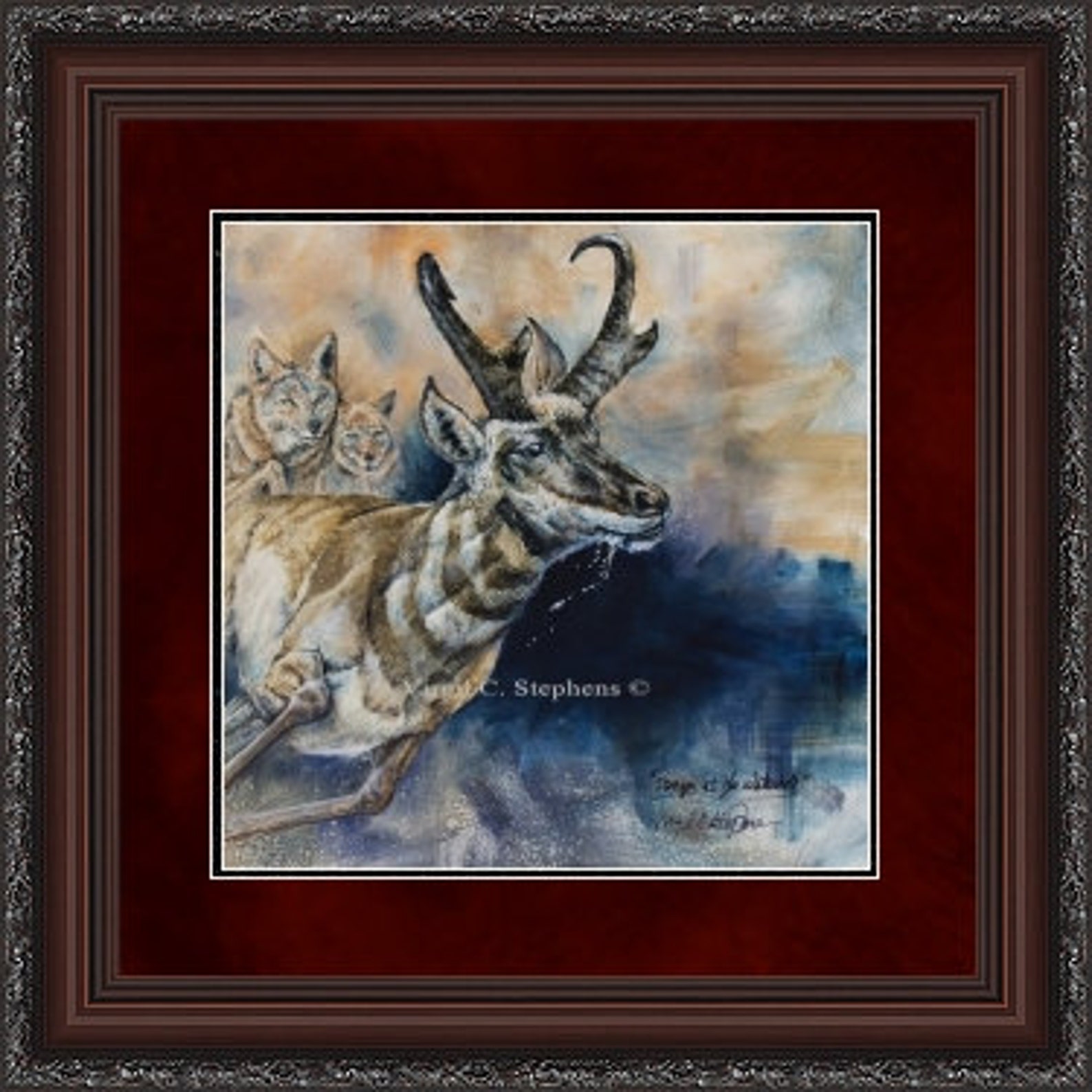 Antelope Art, Entitled Danger at the Waterhole, Print of an Antelope ...