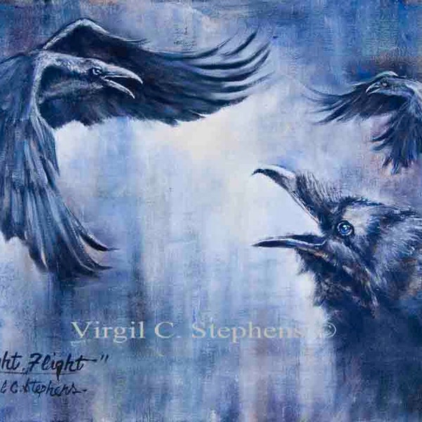 Flying Raven Painting - Etsy