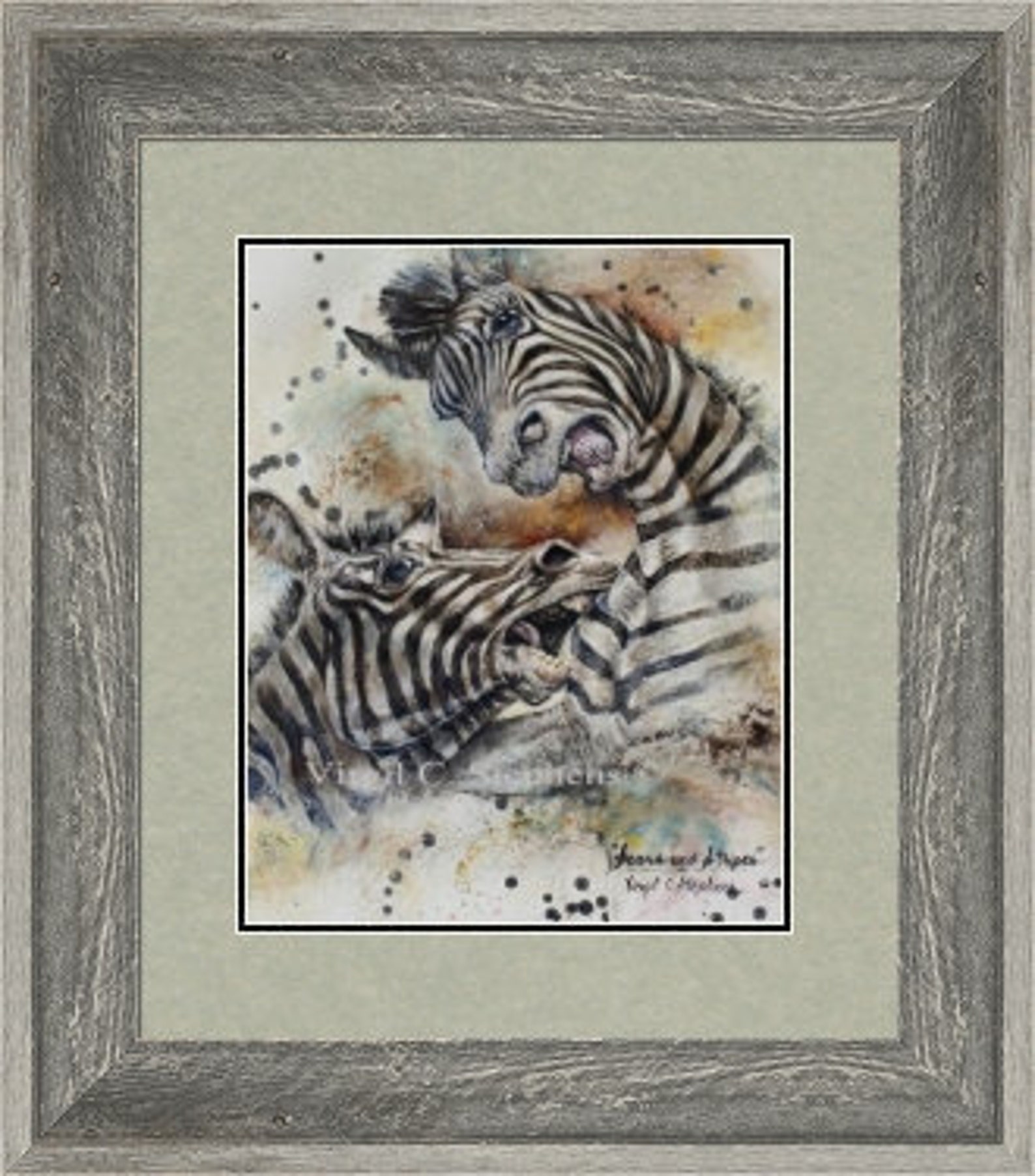 Zebra Painting, Scars and Stripes Print of Two Zebras Fighting, African ...
