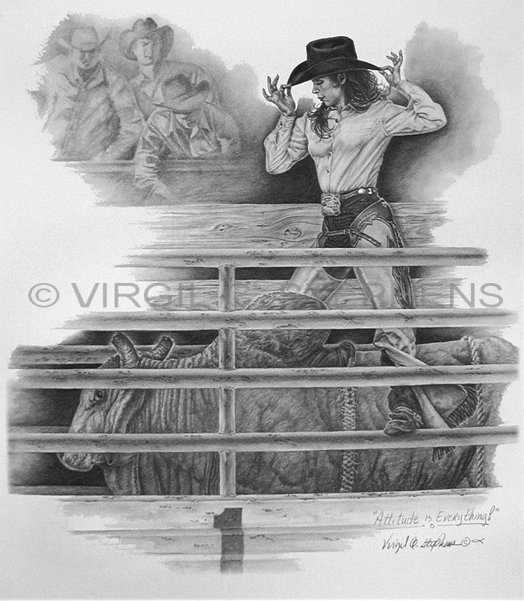Bull Riding Pencil Drawings