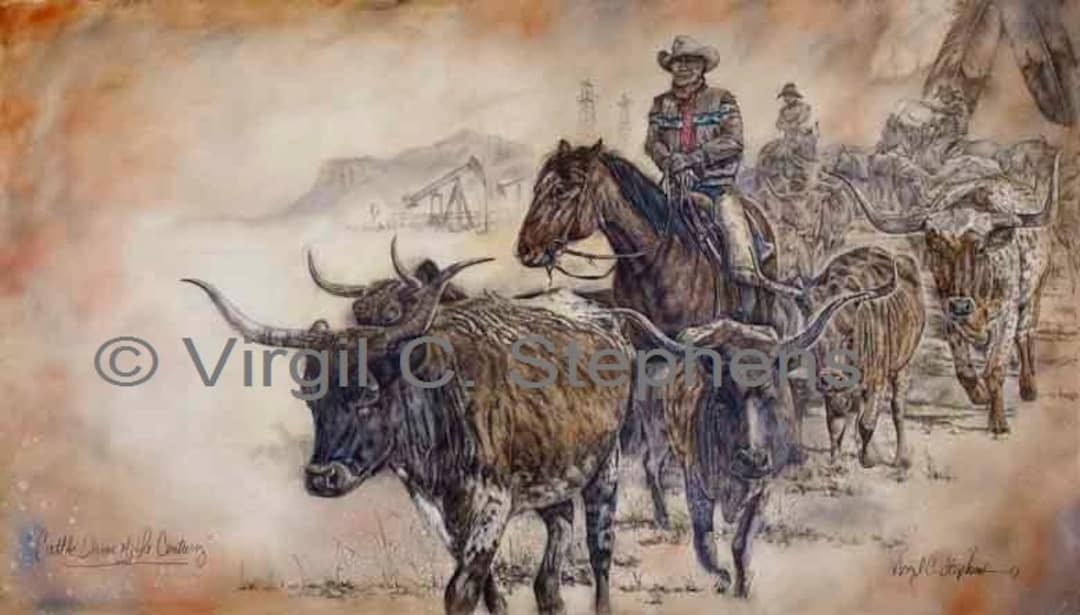 Cattle Drive of the Century, Print From My Original Oil Painting of a ...
