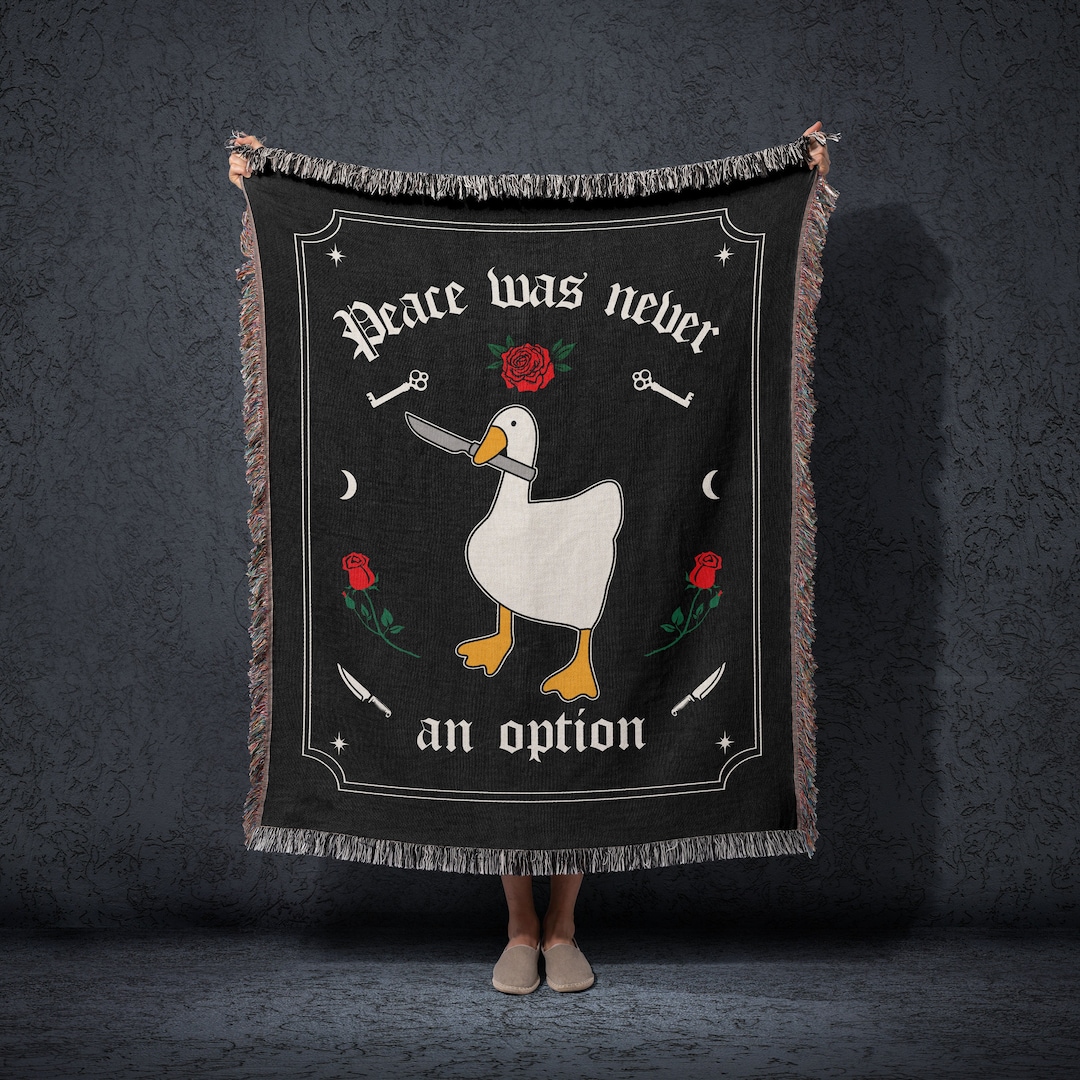 Peace Was Never an Option Goose Meme Woven Blanket | Animal Meme Alt ...