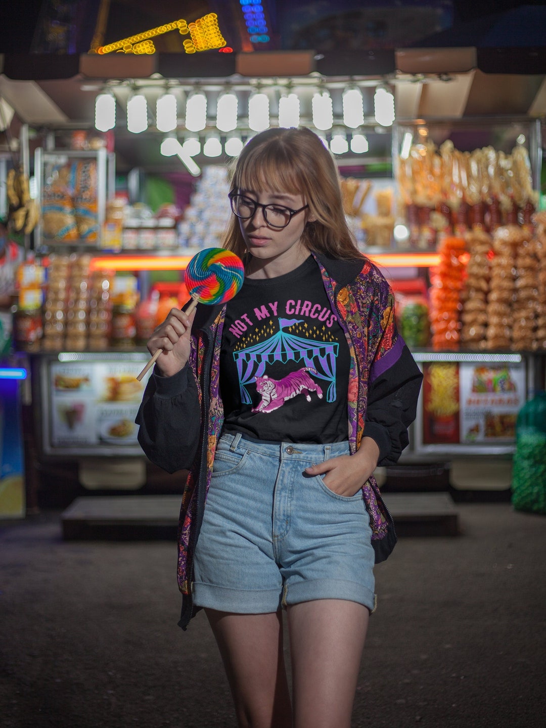 Not My Circus | Colorful Clowncore Tiger Shirt | Blacklight Style ...