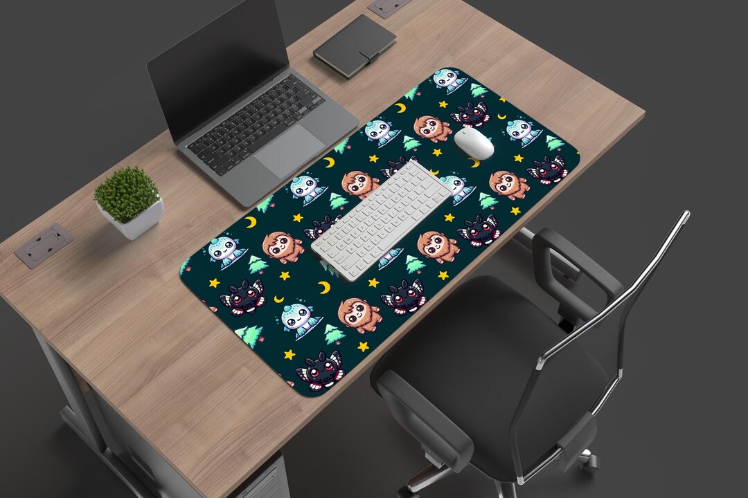 Cute Cryptids Desk Mat Mousepad | Mothman Bigfoot Lagoon Creature PC ...