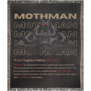 Mothman Facts Woven Blanket | Point Pleasant West Virginia Cryptid Throw | Spooky Monster ...