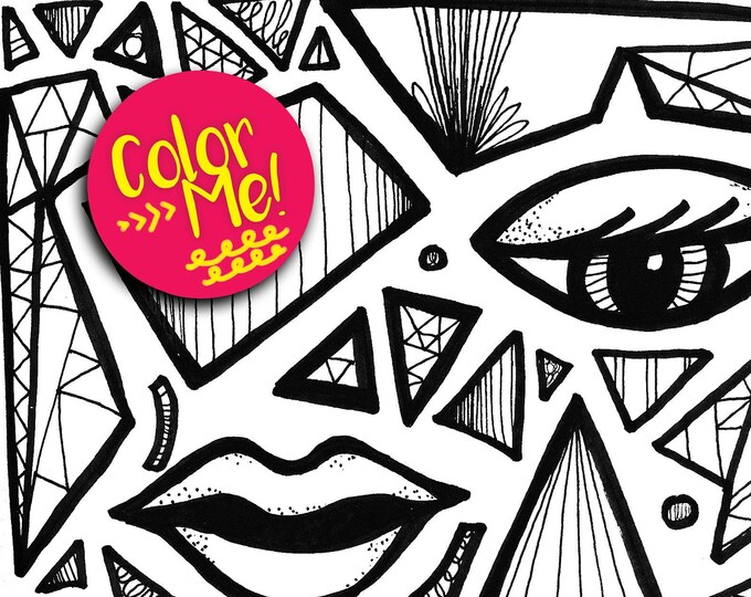 Instant Download Abstract Face Coloring Page - Coloring Pages Download ...