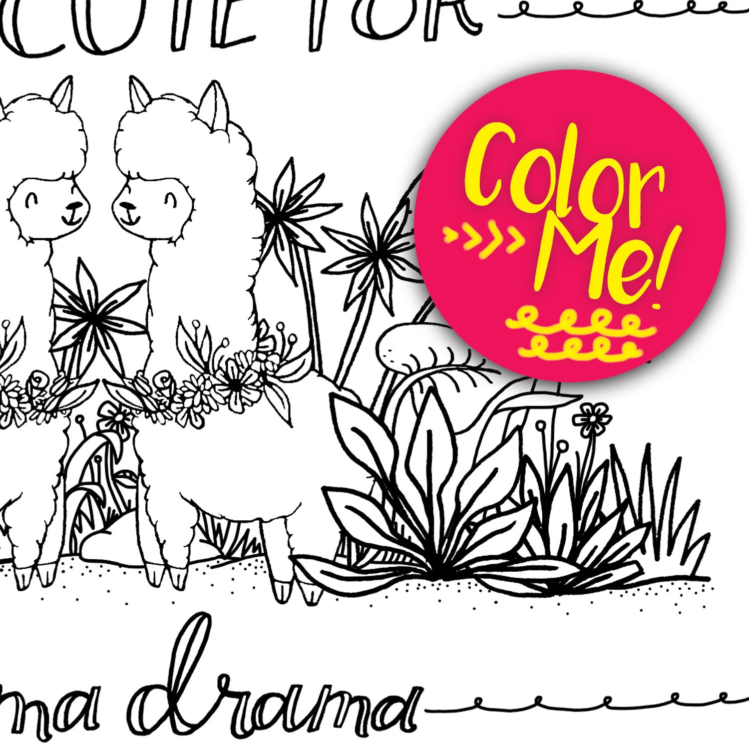 Instant Download Llama Coloring Page Coloring Page Kids | Etsy