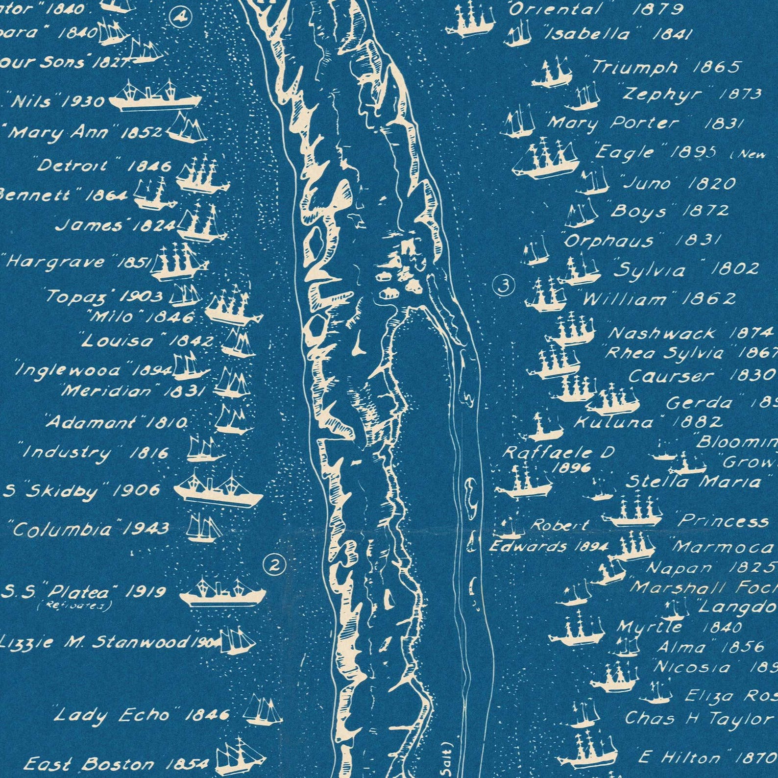 Sable Island Nova Scotia Shipwreck Chart | Maritime Vintage Map Reprint ...