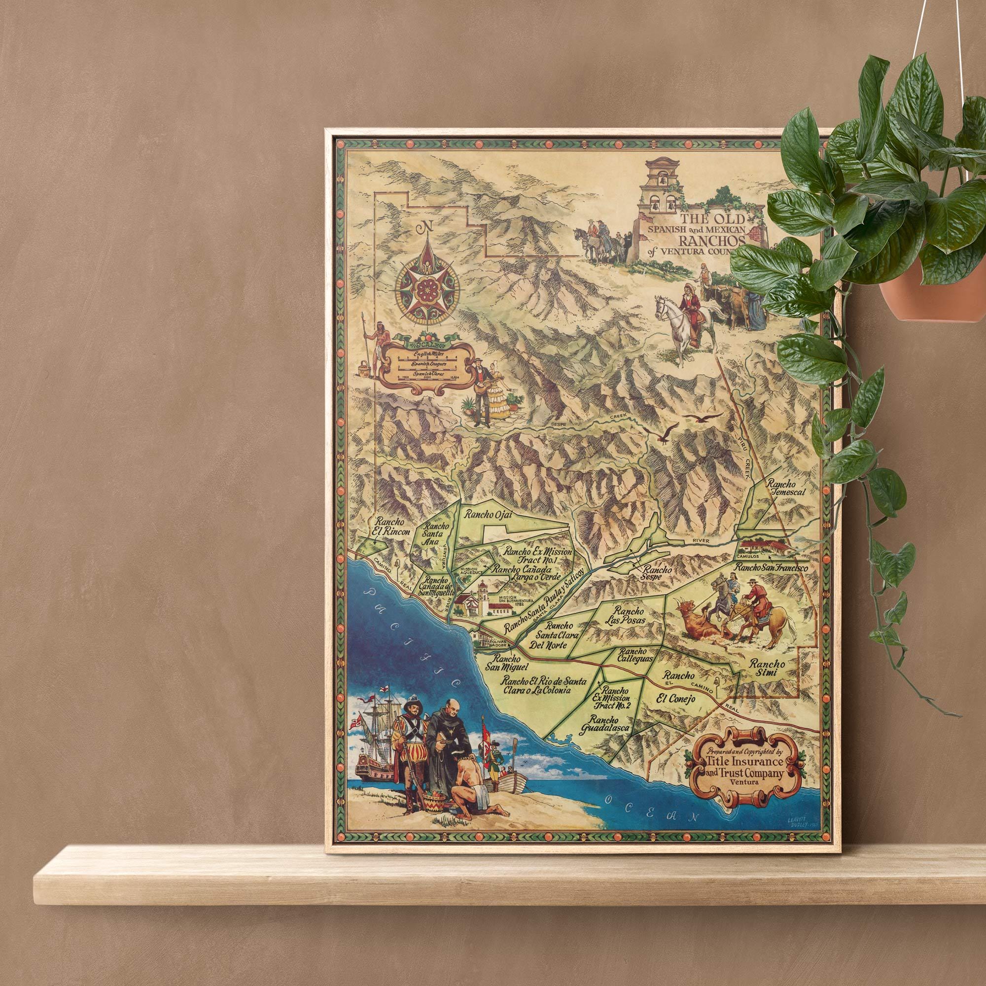 Old Spanish and Mexican Ranchos Map of Ventura County, California by ...