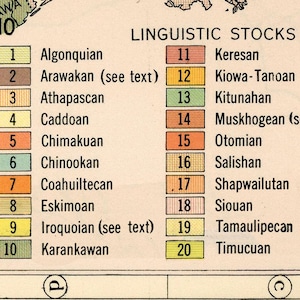 Map of Native American Indian Tribes & Linguistic Stocks C 1650 ...