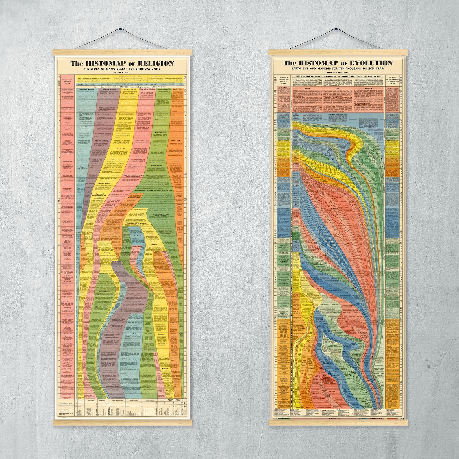 Set of 2 Historical Timelines With Frames: the Histomap (1) Evolution ...
