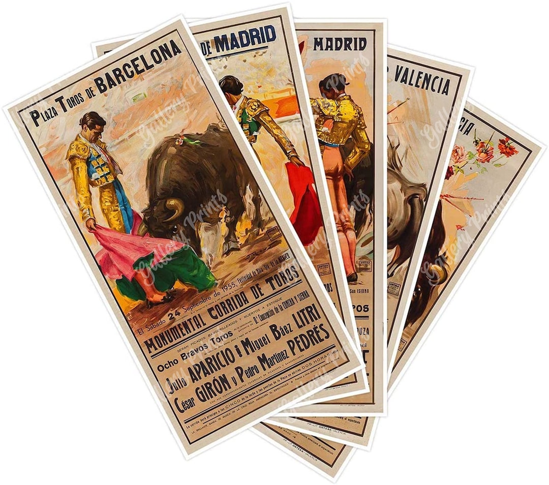 Set of Five (5) Spanish Bullfight Advertisement Posters - La Corrida De ...