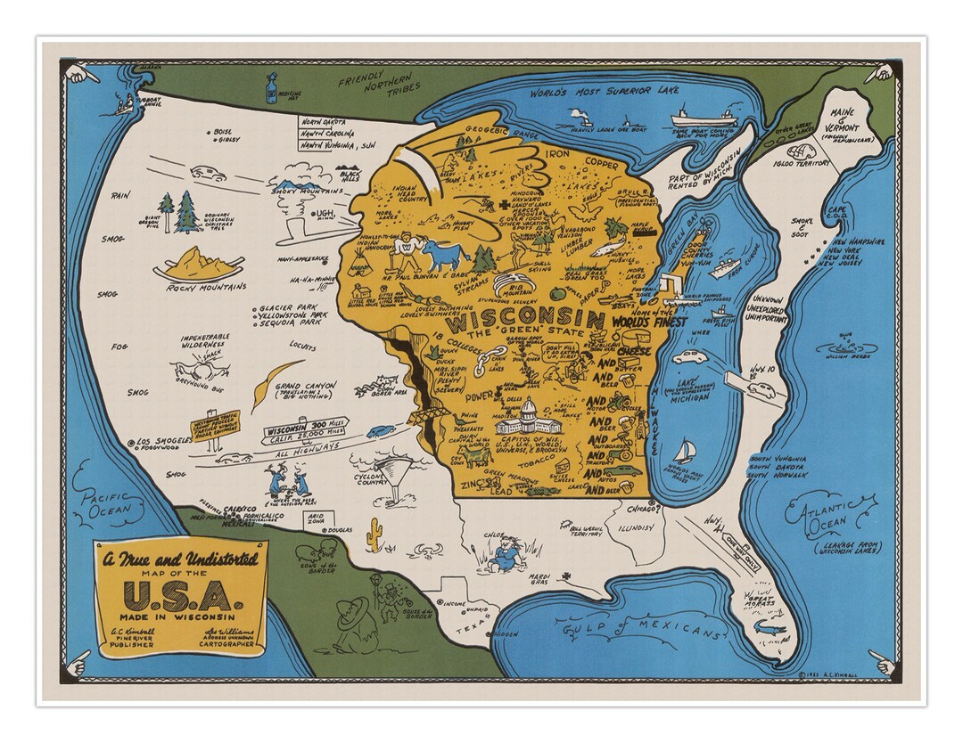 Wisconsin Map | True & Undistorted Map of the U.S.A. (if You Are From ...