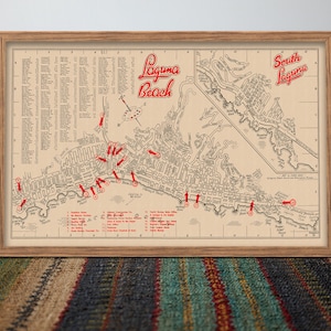 Map of Laguna Beach California Circa 1950 (includes Inset Map of South ...