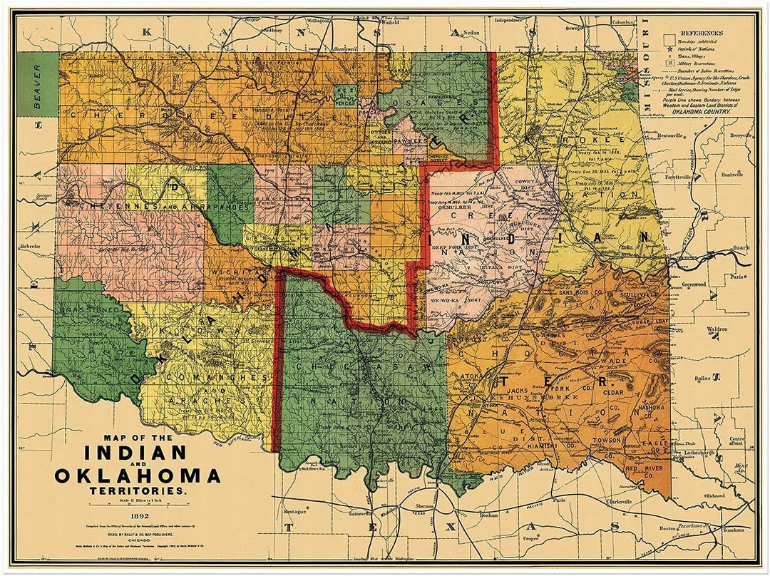 Oklahoma and Southwest United States Indian Territories Map C.1892 ...
