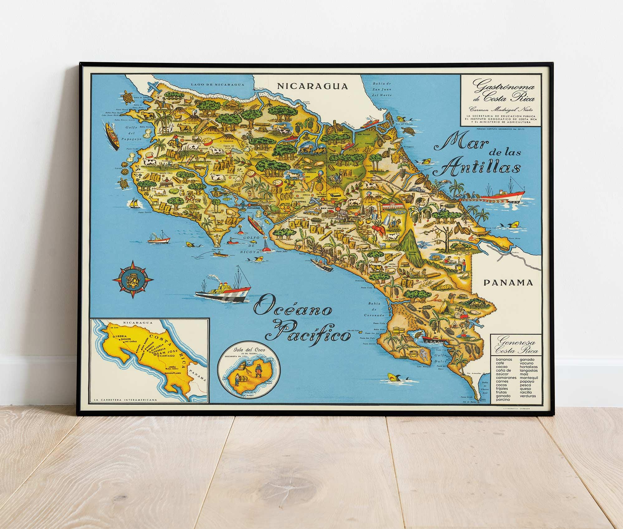 Gastronomic Map of Costa Rica | Historical Spanish Gourmet Food Culture ...