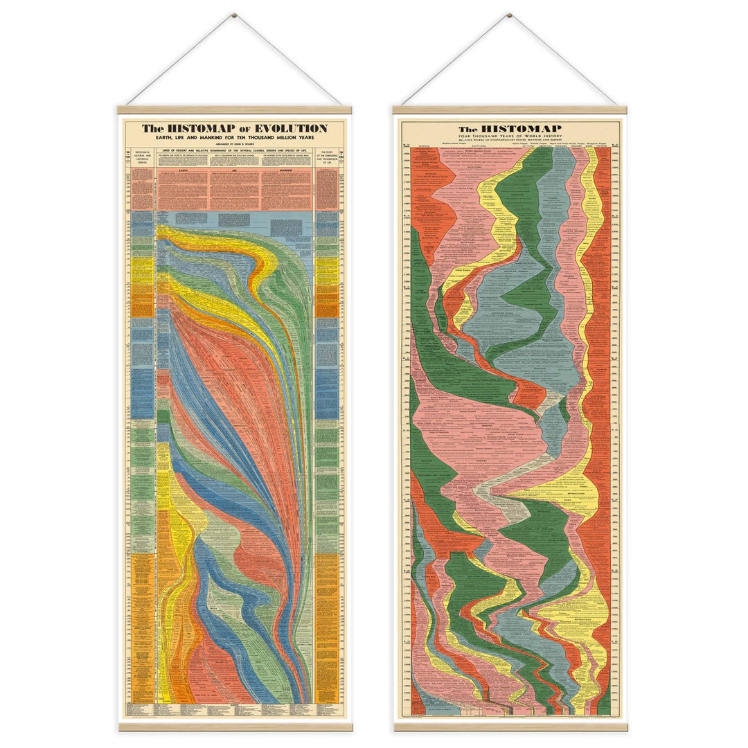 Set of 2 Historical Timelines W Frames: the Histomap (1) Evolution (2 ...