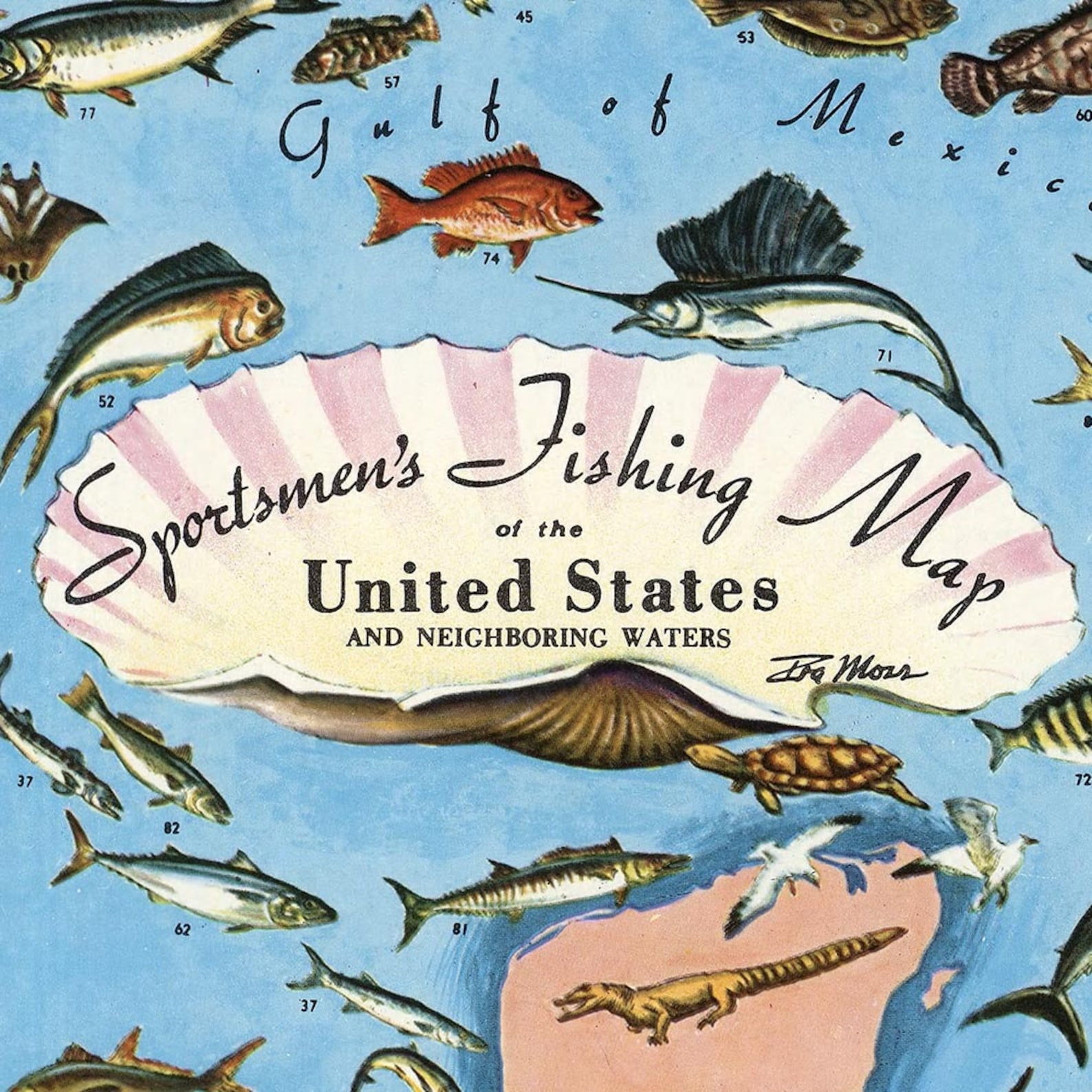 Sportsmen's Fishing Map of the United States and - Etsy