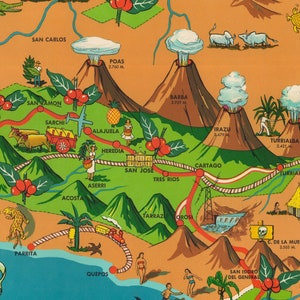 Costa Rica Coffee Map Circa 1967 | Kaffee Der Beste Der Welt Bildkarte ...