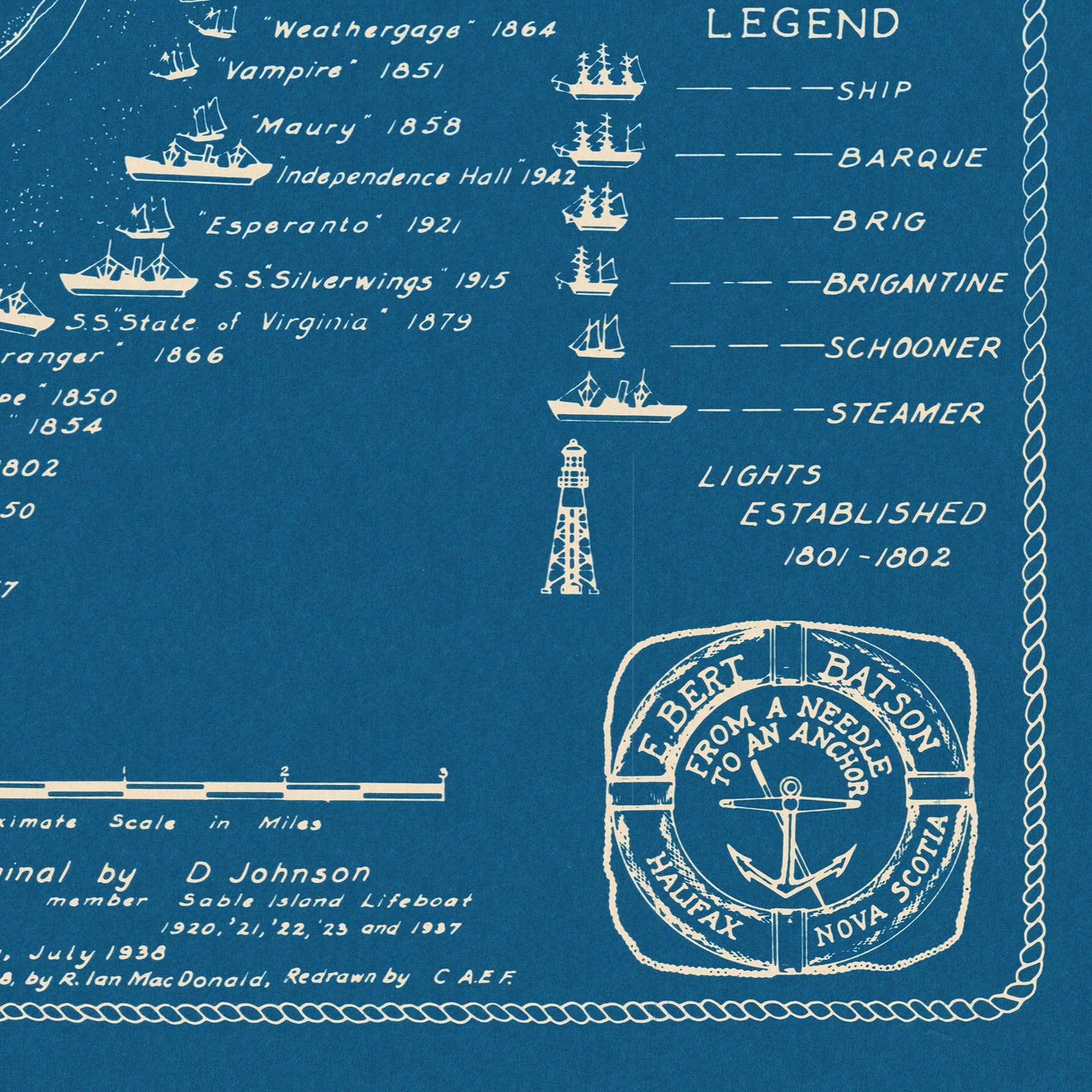 Sable Island Nova Scotia Shipwreck Chart | Maritime Vintage Map Reprint ...