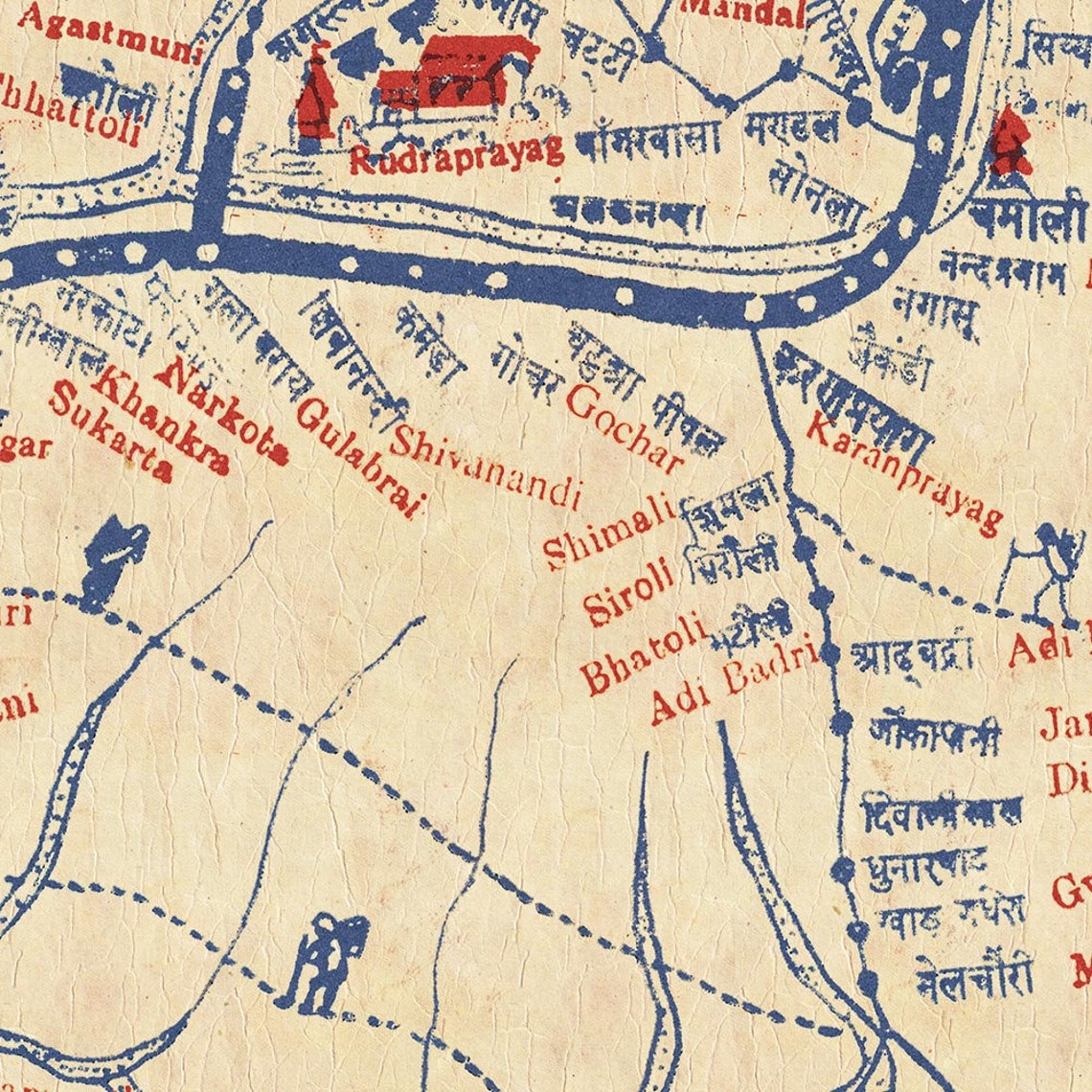 Pictorial Wall Map Badri Kedar for Uttarakhand India | Etsy