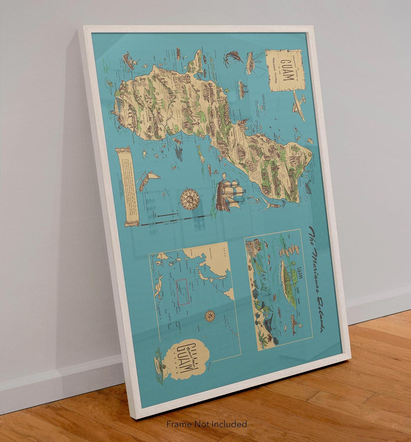 Map of Guam and Marianas Islands by Nelson Circa 1958 - Includes Saipan ...